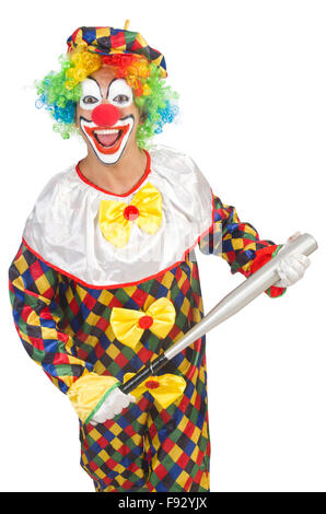 Clown with baseball bat isolated on white Stock Photo - Alamy