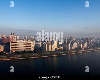 Taedong river and Skyline of Pyongyang, North Korea, Asia Stock Photo ...