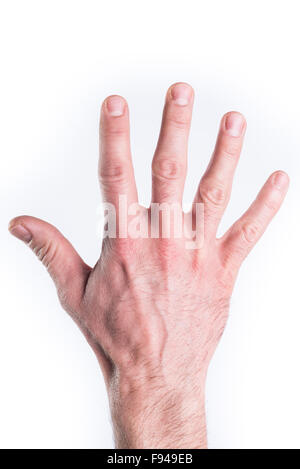 Man's hand mimic numbers on white background Stock Photo - Alamy
