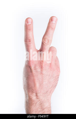 Man's hand mimic numbers on white background Stock Photo - Alamy