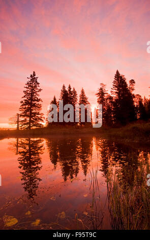Sunrise at Whirlpool Lake. Riding Mountain National Park, Manitoba ...
