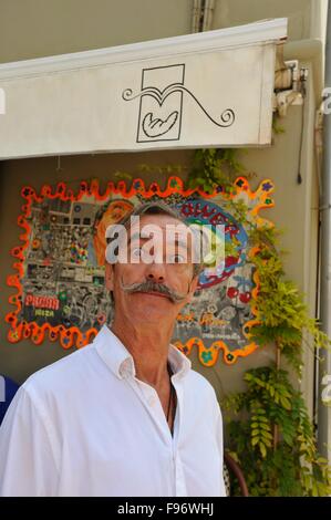 Salvador Dali lookalike and owner of the Cafe Croissant Show Ibiza Old ...