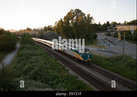 The VIA Rail Canadian train through Burnaby, British Columbia, Canada ...