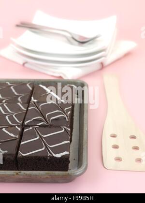 Chocolate Mud Cake Slices Stock Photo - Alamy