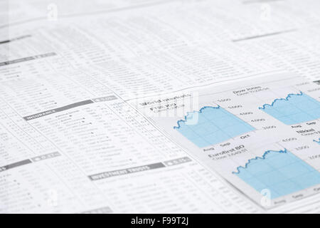 News paper Stock market financial charts showing slight growth with ...