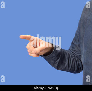 male hand pointing finger to virtual projection Stock Photo - Alamy