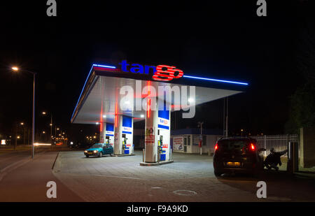 OLDENZAAL, NETHERLANDS - FEBRUARY 28, 2015: Tango gas station at night ...