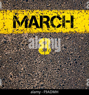 concept of 8th of march day with yellow tulips and 8 made of orange ...