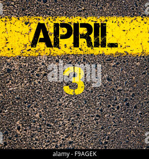 April 3rd. Day 3 of april month, calendar on table with yellow ...