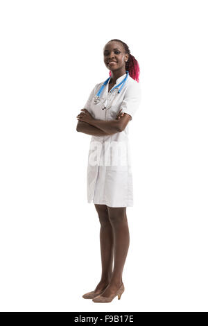 Happy african american woman isolated on white background Stock Photo ...