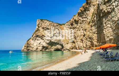 Beach of Liapades, bay of Paleokastritsa, Corfu, Ionian Islands, Greece ...