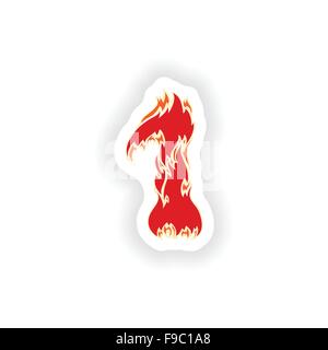 sticker fiery font red number 5 on white background Stock Vector Image ...