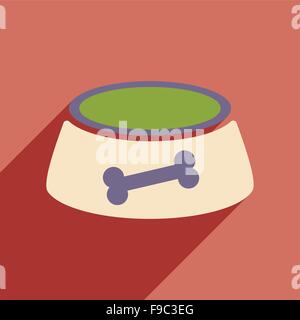 Dog food bowl icon flat vector. Animal feed. Dish snack isolated Stock ...