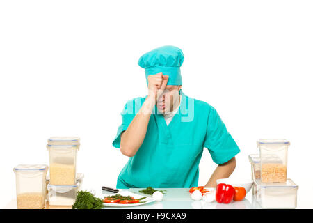 scared cook man worried pose. isolated white background Stock Photo - Alamy