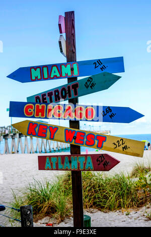 Multiple destination signs and distance from Venice in Florida Stock ...