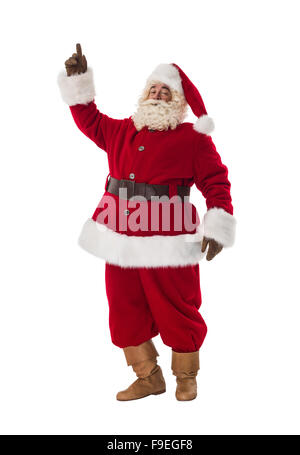 Santa Claus Portrait pointing at copyspace Isolated on White Background ...