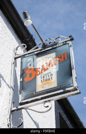 beamish black Irish Stout sign outside a pub in County Cork Ireland ...