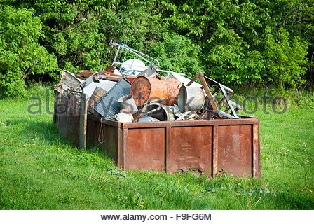 A large container full of scrap metal left over from product Stock ...
