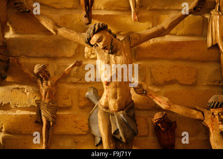 A statue of Jesus on the cross hanging from the ceiling of St. Mary's ...