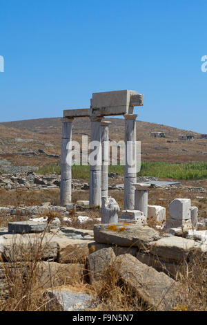 Archaeological site on the island of Delos, near Mykonos Stock Photo ...