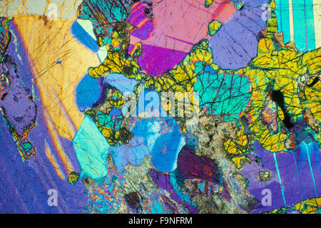 Olivine Norite Gabbro mineral cross polarized photomicrograph showing ...