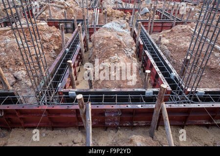 concrete beam mold for house construction at construction site Stock ...