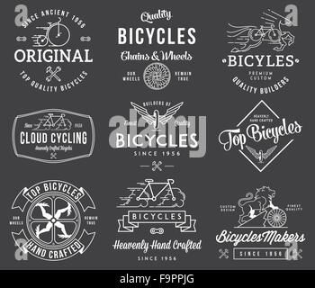 Bicycle, bike vintage vector labels, emblems, logos, badges. Bicycle ...