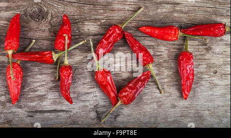 Word HOT made of chili peppers on white background Stock Photo - Alamy