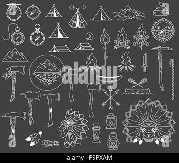 Survival and camping vector signs and symbols Stock Vector Image & Art ...