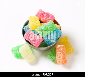 Fruit-shaped gummy candy coated in granulated sugar Stock Photo ...