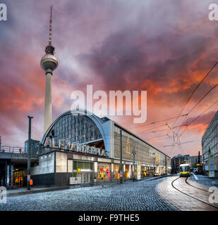 Germany, Berlin, Alexanderplatz station, a subway map with the bear ...