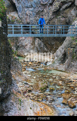 Bridge over Almbach Gorge, Almbachklamm, Berchtesgaden, Upper Bavaria ...