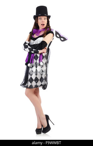 Elegant shocked girl, in black clothes, with shopping cart and bags near store . Black Friday ...