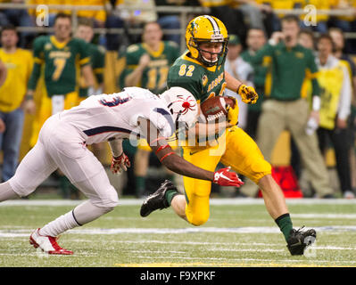 North Dakota State wide receiver Bryce Lance, left, catches a touchdown ...