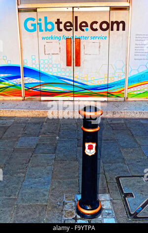 Gibraltar Gibtele.com telecom office and Gibraltar bollard Stock Photo ...