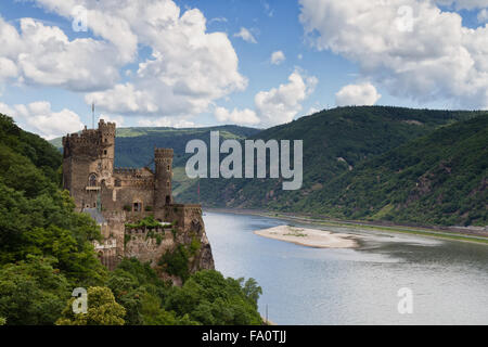 Burg Rheinstein castle overlooking Rhine river, Germany Stock Photo - Alamy