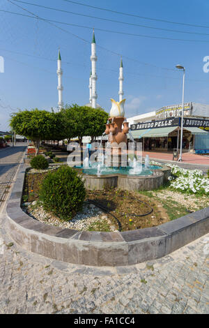 Center of the popular tourist town of Konakli, a mosque in the ...
