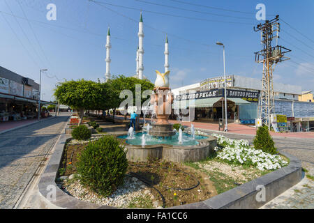 Center of the popular tourist town of Konakli, a mosque in the ...