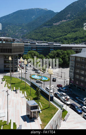The centre of the capital city of Andorra La Vella in Andorra viewed from the Congress Centre ...