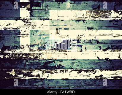 The National Flag of Greece painted on a wooden wall Stock Photo - Alamy