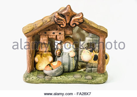 Nativity Scene of a Belen, bethlehem, Christmas Spain. street with ...