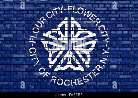 Flag of Rochester painted on brick wall Stock Photo - Alamy