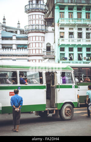 Vintage Buses of Yangon, Myanmar, Burma Stock Photo - Alamy