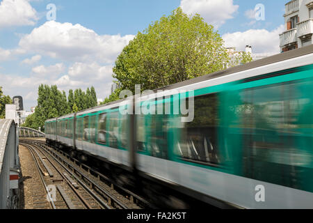 Paris, Overground section of Metro line 2 Stock Photo - Alamy