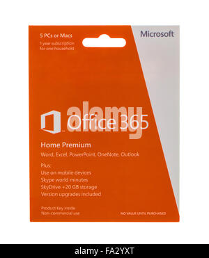 The retail box of Microsoft Office 365 Home Subscription and Microsoft ...