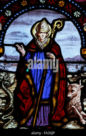 Stained glass window. Saint Blaise Church Stock Photo - Alamy