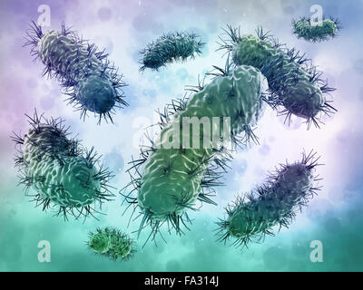 Green bacteria group under microscope Stock Photo - Alamy