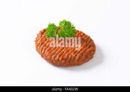 Single Grilled Beef Burger Patty Stock Photo - Alamy