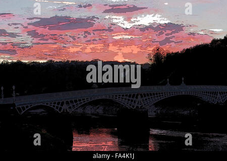 Chepstow bridge (Old Wye Bridge) over the River Wye, Chepstow Stock ...