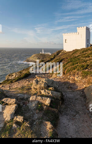 South Stack Lighthouse and Elin’s Tower on the Wales Coast Path, Holy ...